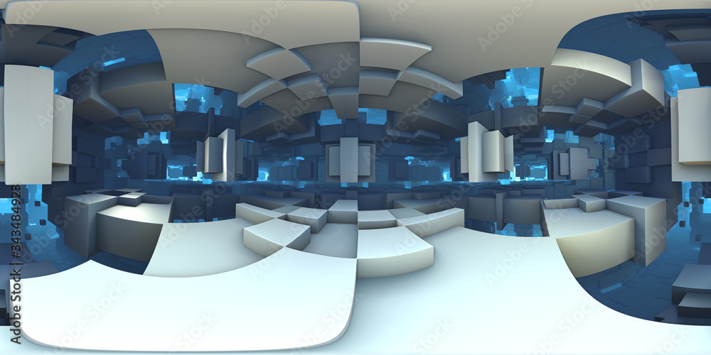 360 degree alien labyrinth, abstract maze background, equirectangular ...