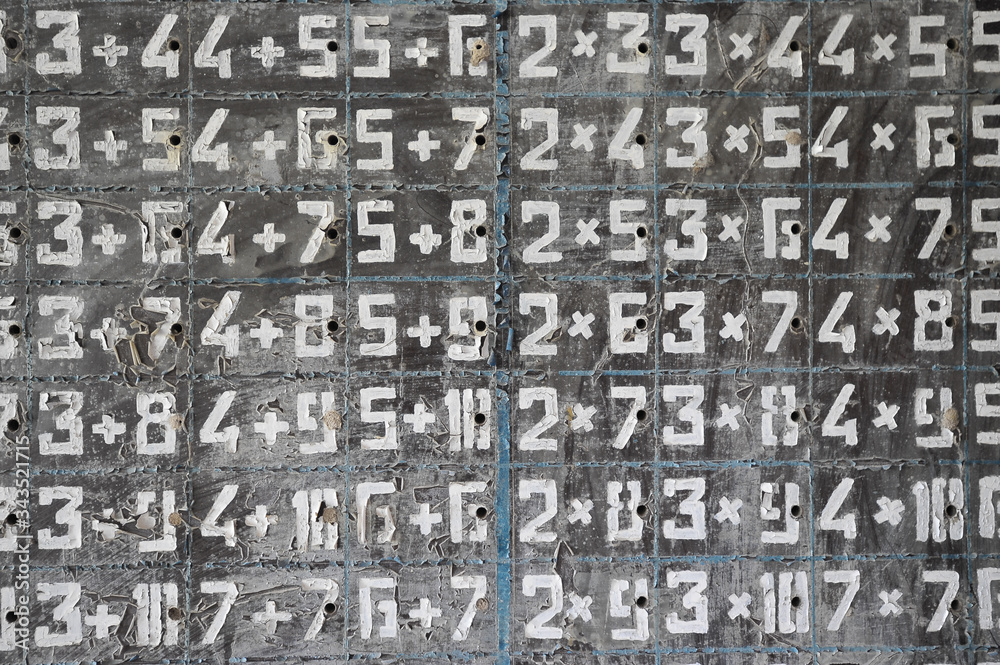 Old and dirty multiplication table in Chernobyl school Stock Photo ...