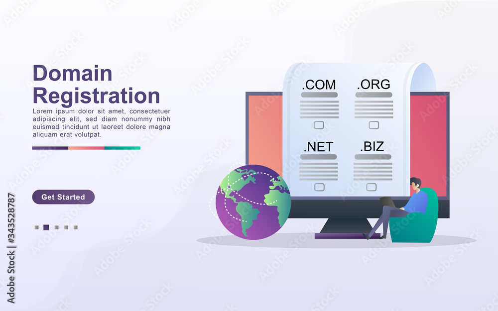 Vector illustration of Domain Registration concept, The concept of ...