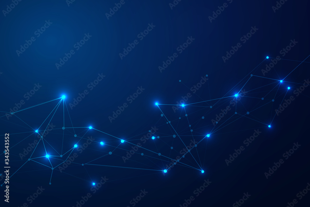 Abstract connecting dots and lines, Polygonal background, technology ...