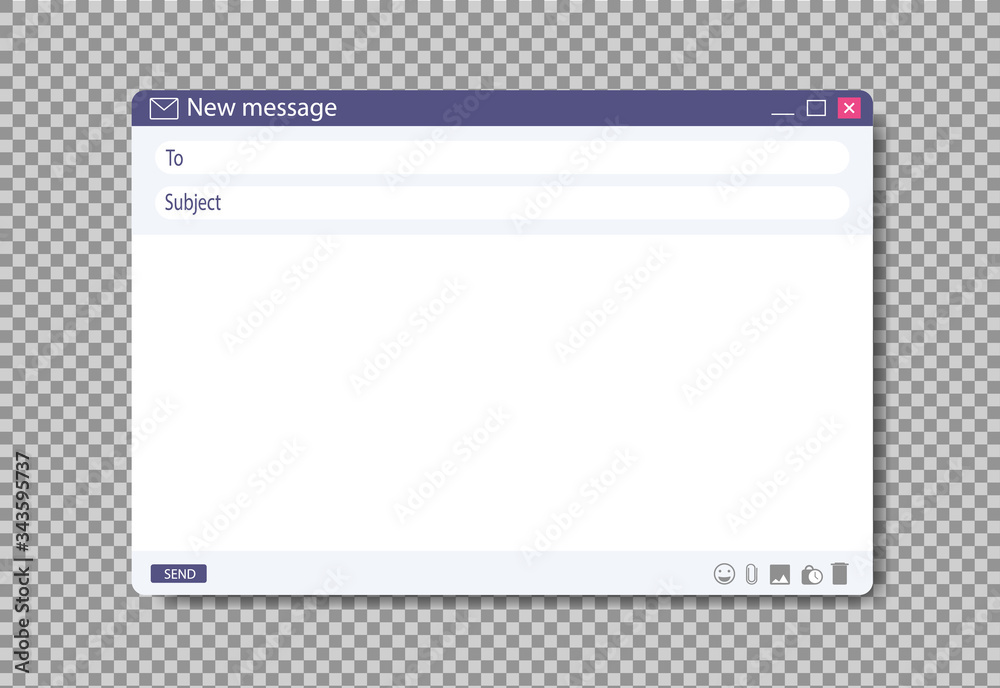Email window template on browser page. Blank message layout for web ...