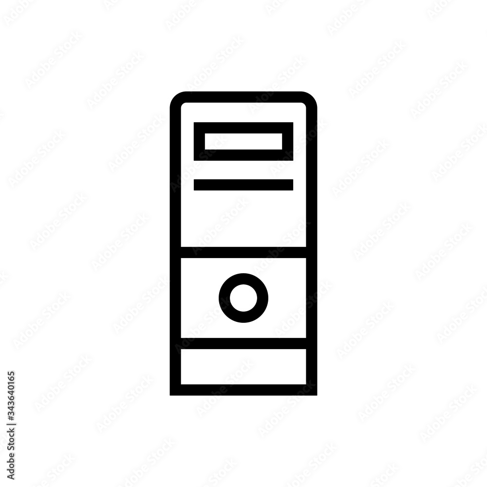 Computer system unit icon, pc system case symbol in outline style on ...