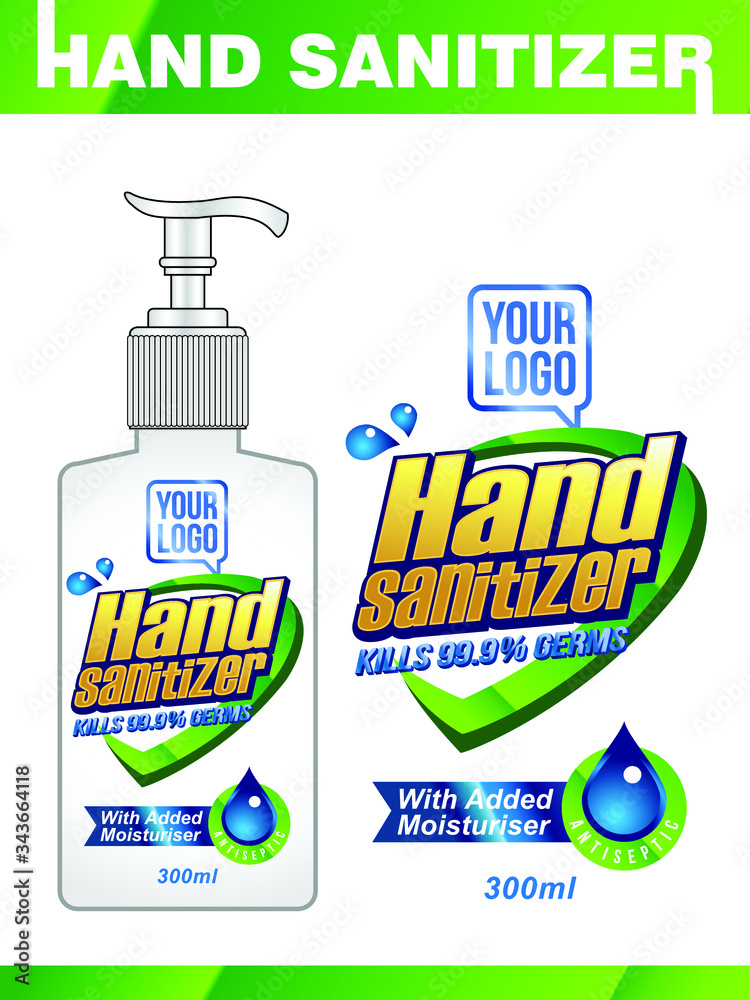 Hand sanitizer label design vector graphic template for packaging ...