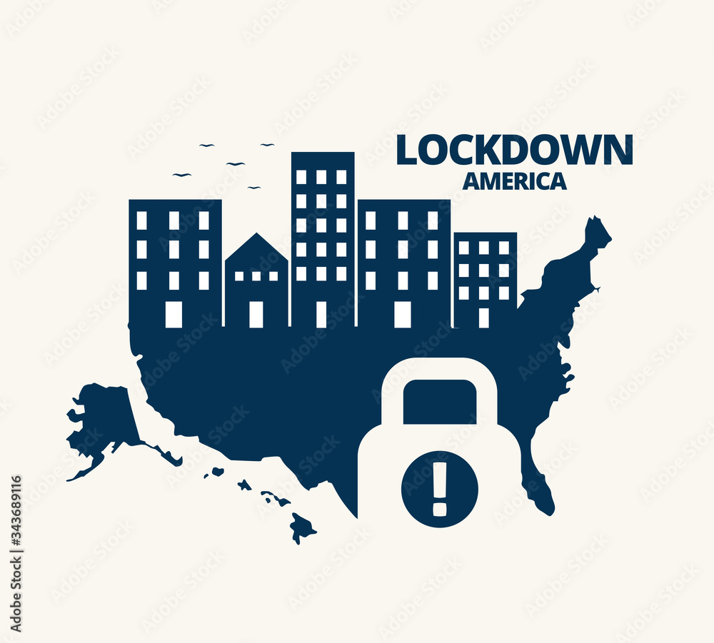 Illustration vector graphic of United States map with padlock symbol ...