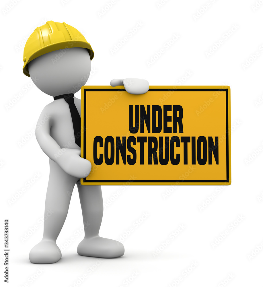 3d man with under construction sign Stock Illustration | Adobe Stock