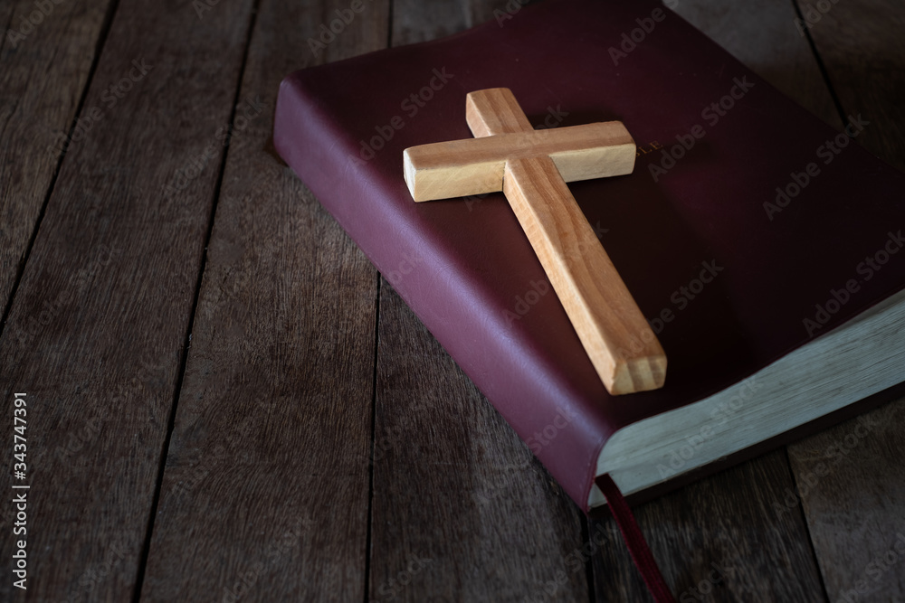 The crucifix lay on the bible. It is a blessing from God with the power ...