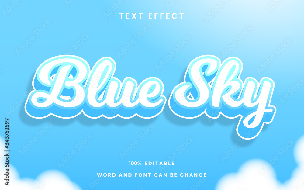Blue sky text effect Stock Vector | Adobe Stock