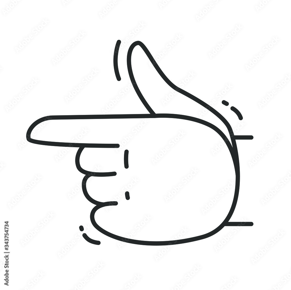 Point hand gesture line icon.Index finger pointing to the left.Emoji ...