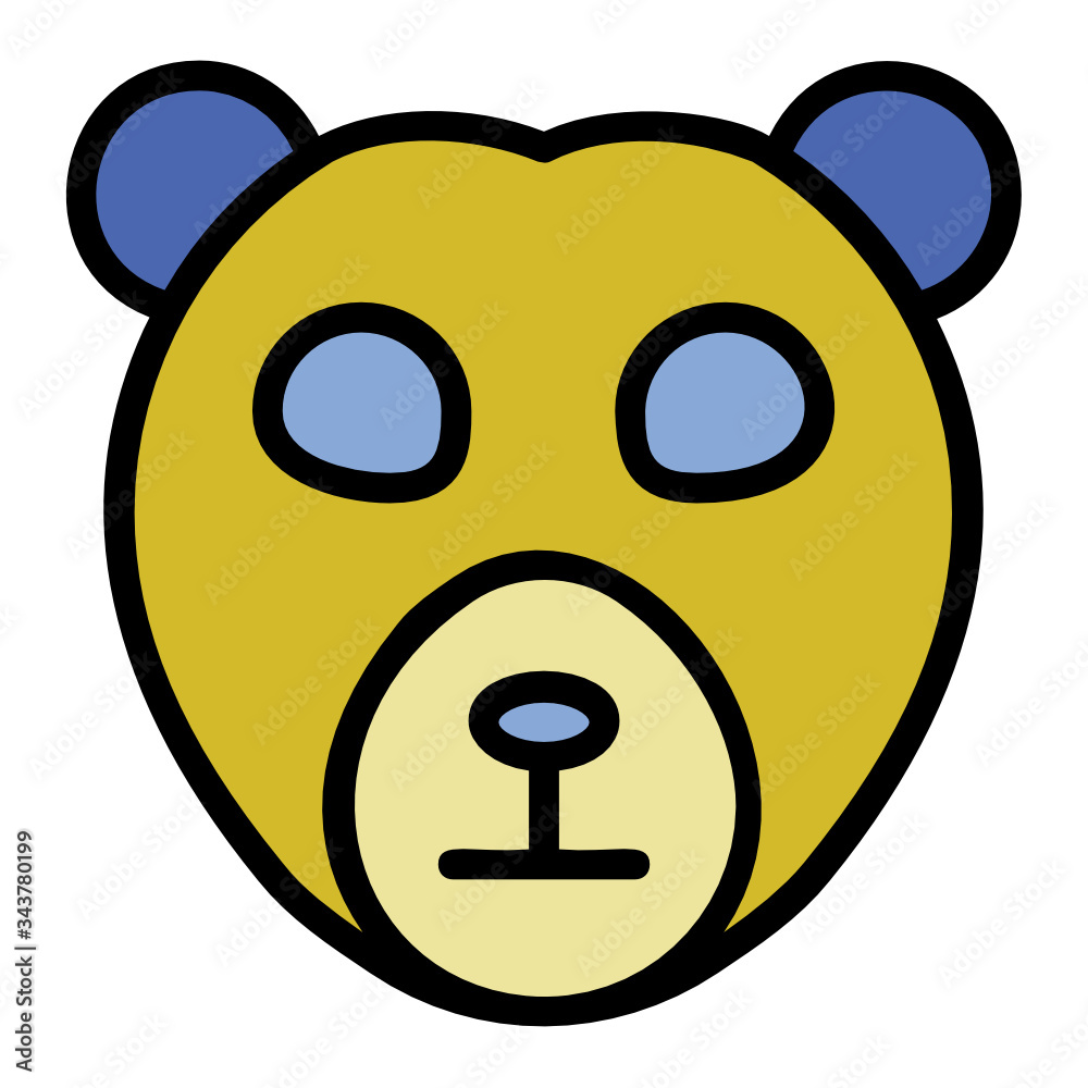 Bear Face Front View Vector Color Icon Design Concept, Outdoor and ...