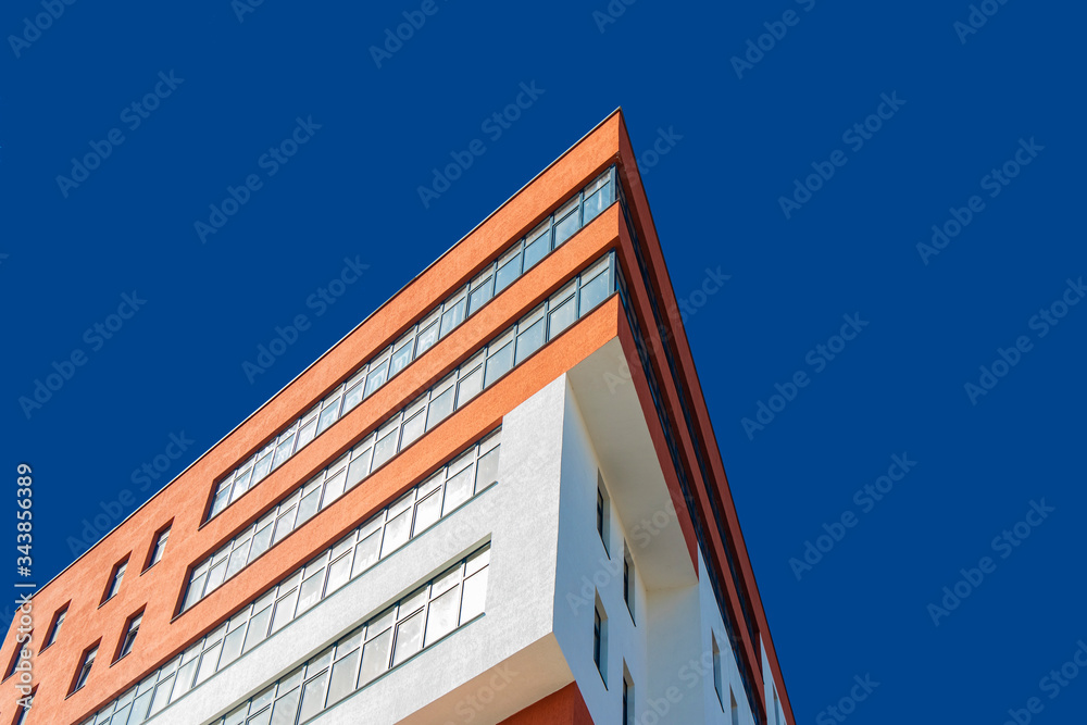 modern architecture building triangle shape facade red and white color ...