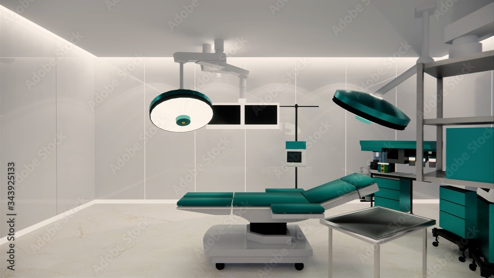 3d rendering. Interior hospital modern design . Row of empty hospital ...
