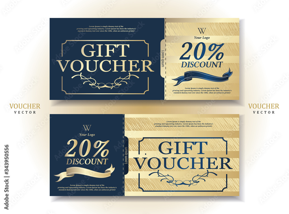 Set of Luxury Gift Voucher Template.Elegant Style.Gold and Navy Blue ...