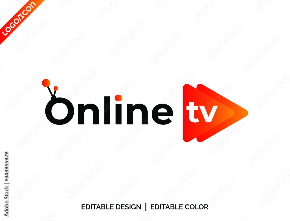 Letter Online tv logo and app design, Gradient colorful glossy colors on White background logo ...