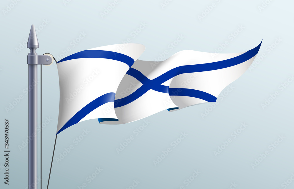 Naval flag of the Russia symbol isolated on background national banner ...