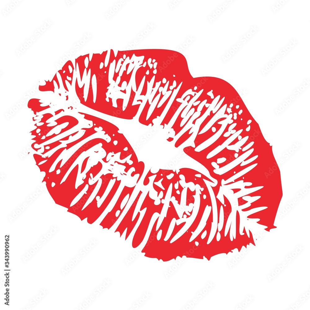 lipstick kiss print of sexy woman kisses imprint red lips flirty stamp ...