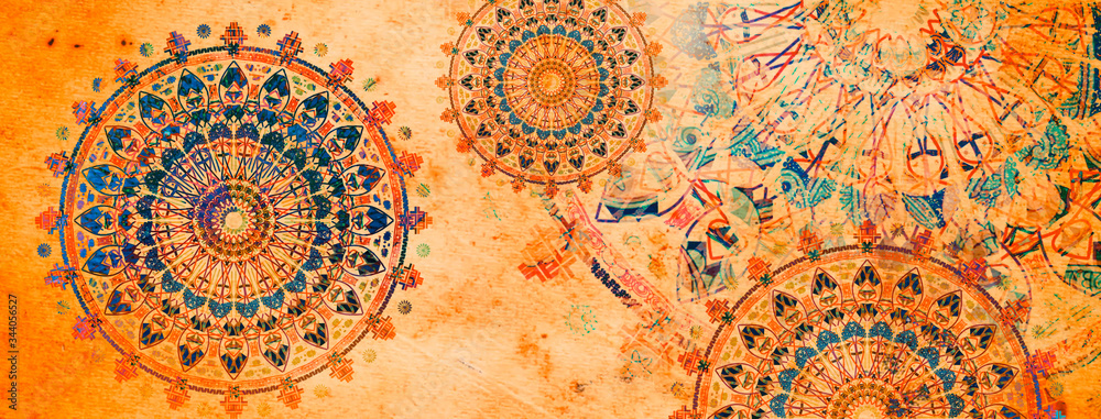 mandala colorful vintage art, ancient Indian vedic background design ...