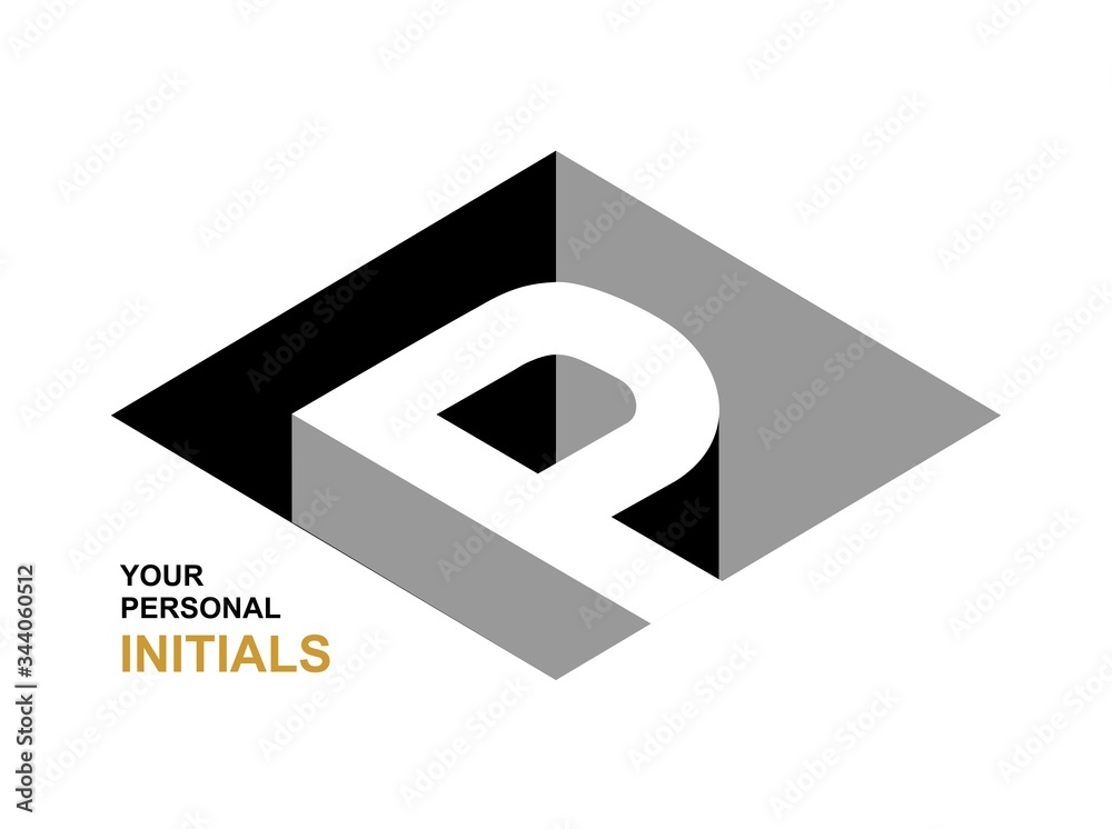 Isometric letter P. Template for creating logos, emblems, monograms ...