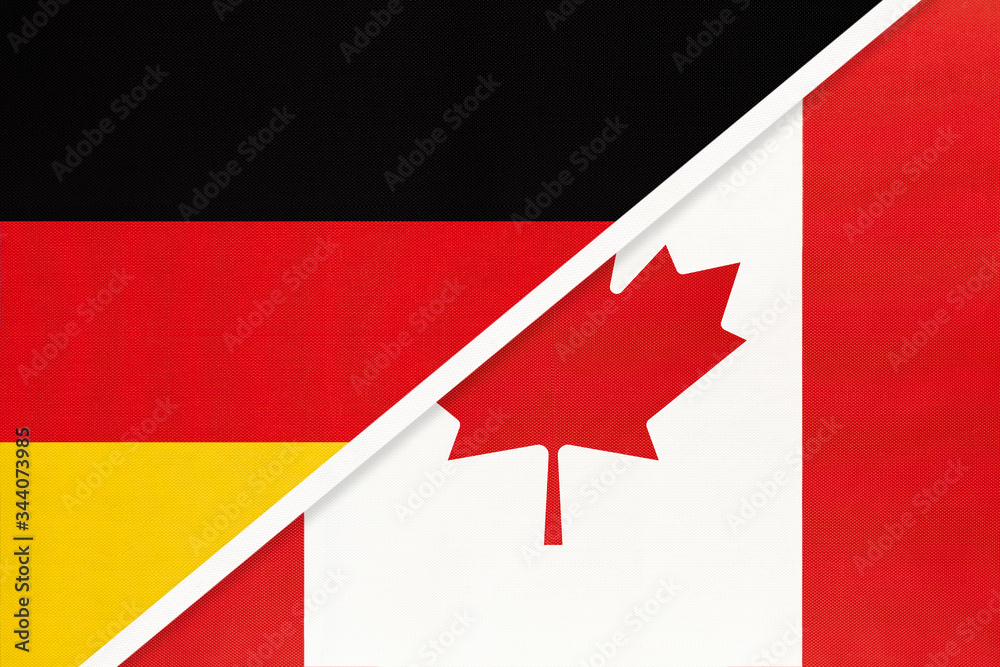 Germany vs Canada, symbol of two national flags. Relationship between ...