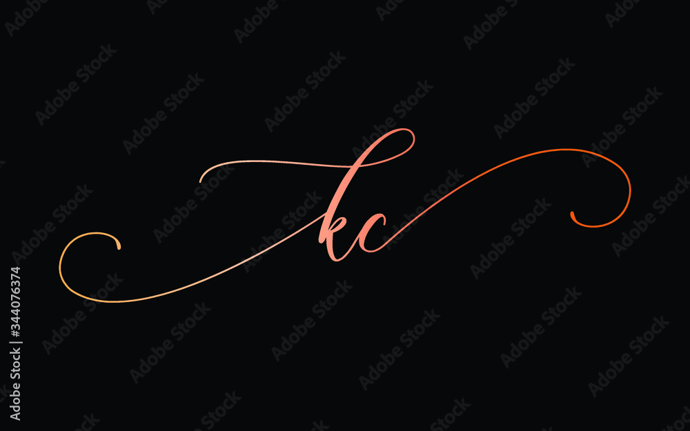 kc or k, c Lowercase Cursive Letter Initial Logo Design, Vector ...