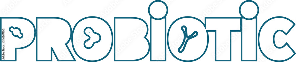 Probiotics Logo Vector Text Template. Pro biotic. Text with bacterias ...