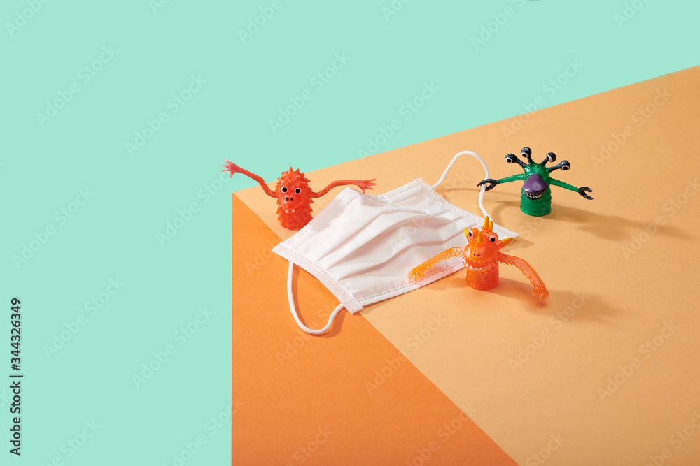 Corona Virus Covid 19 White particle face mask with germs cooties toys ...