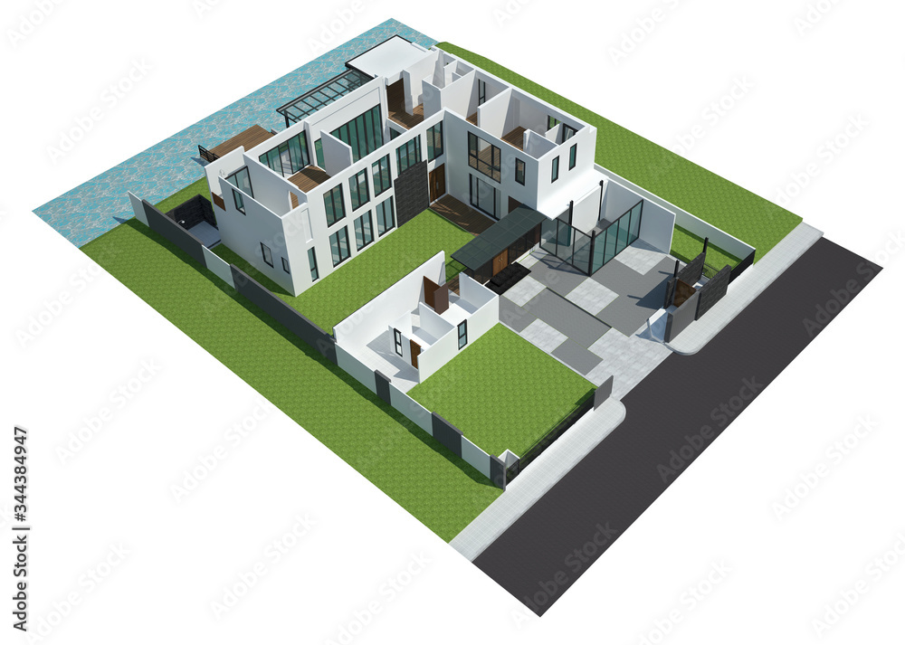 Floor plan top view. House interior isolated on white background. 3D ...