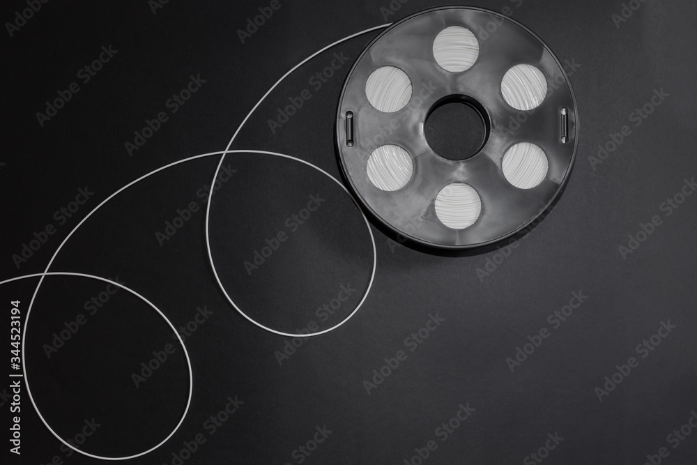 Black coil with white plastic, 3D printing filament reel for 3d ...
