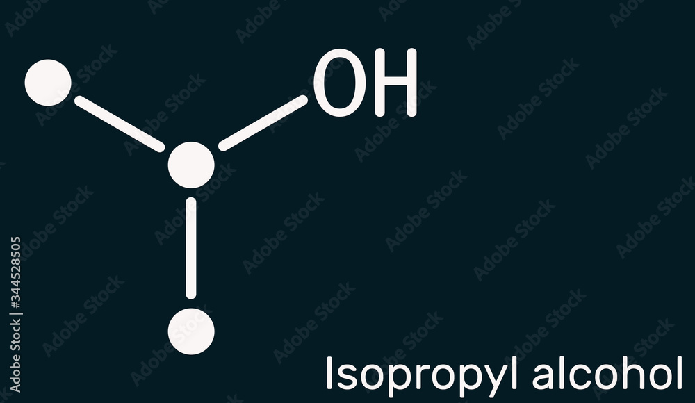 Isopropyl alcohol, 2-propanol, isopropanol, C3H8O molecule. It is ...