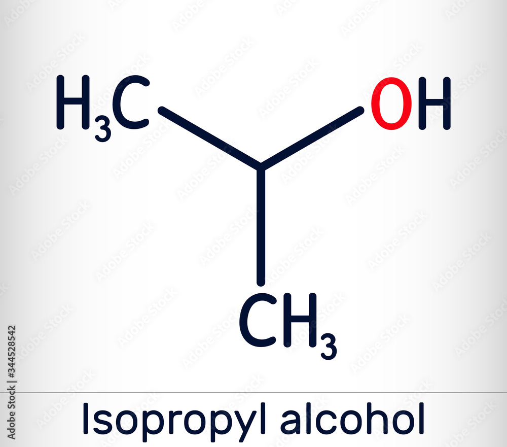 Isopropyl alcohol, 2-propanol, isopropanol, C3H8O molecule. It is ...