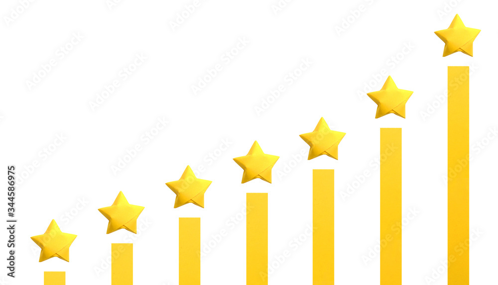 Origami yellow stars with graph charts Stock Photo | Adobe Stock