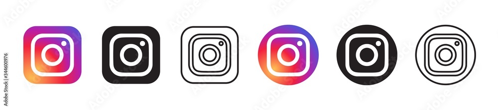 Instagram logo set in six different versions in a flat design Stock ...