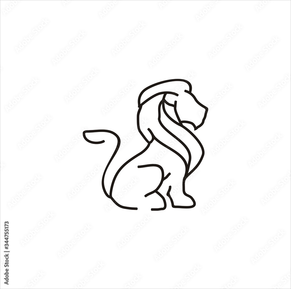 lion logo , lion animal line logo design vector icon , lion logo design ...