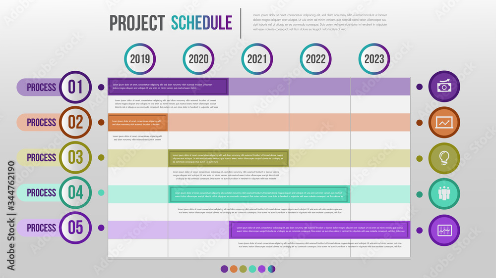 Project schedule chart daily and weekly timetable infographic design ...