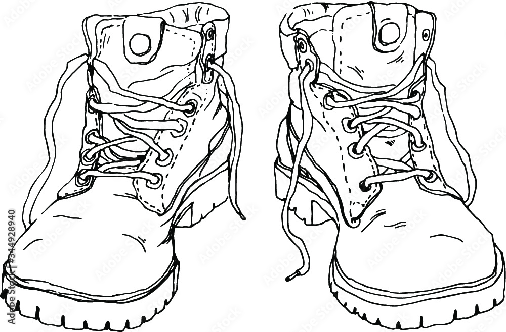 Hiking shoes / Hand-drawn vector illustration Stock Vector | Adobe Stock