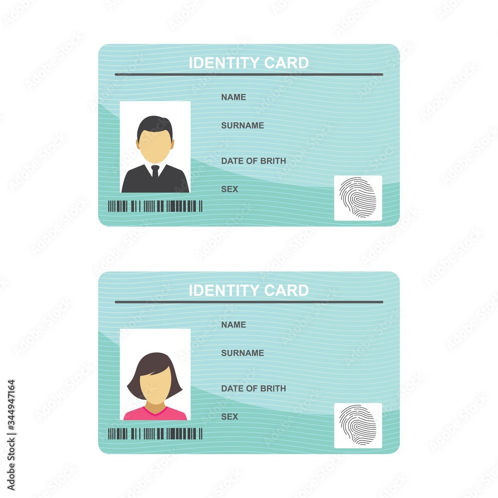 Vector ID card with fingerprint. Identity card icon vector illustration ...