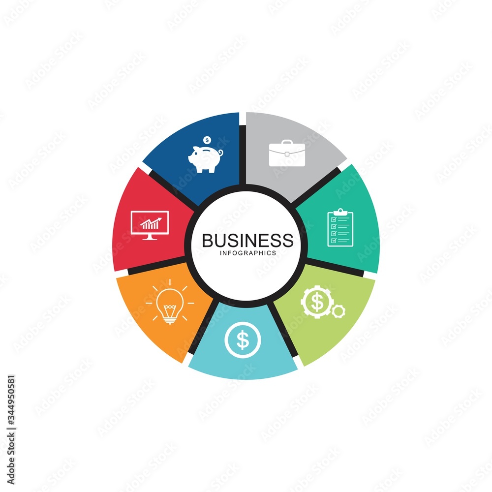 Pie chart set, Circle icons for infographic. Colorful diagram sections ...