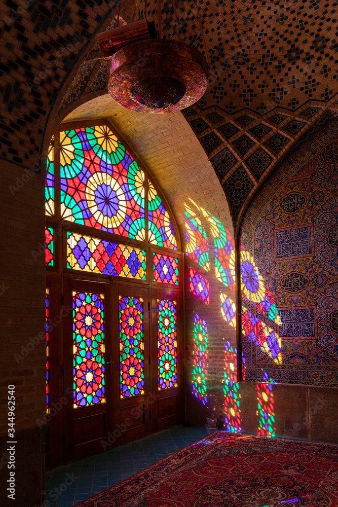 Colorful interior of the Pink Mosque Stock Photo | Adobe Stock