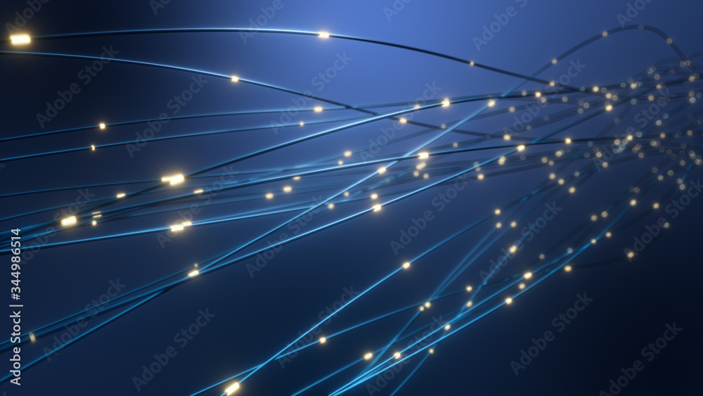 The concept of signal transmission over an optical fiber. The pulses of ...