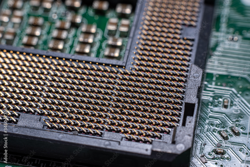 looking at the cpu socket pins close up on the cpu socket Stock Photo ...