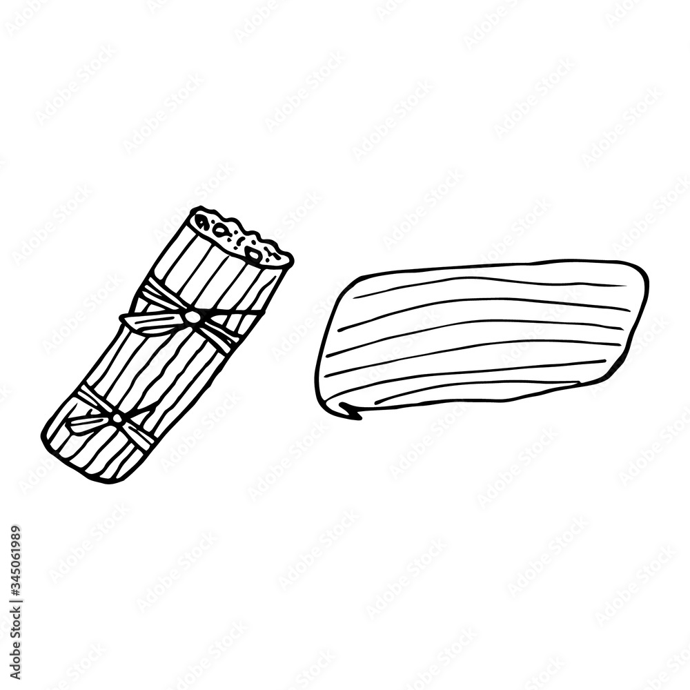 Tamale - mexican traditional food. Fast food. Hand drawn sketch doodle ...