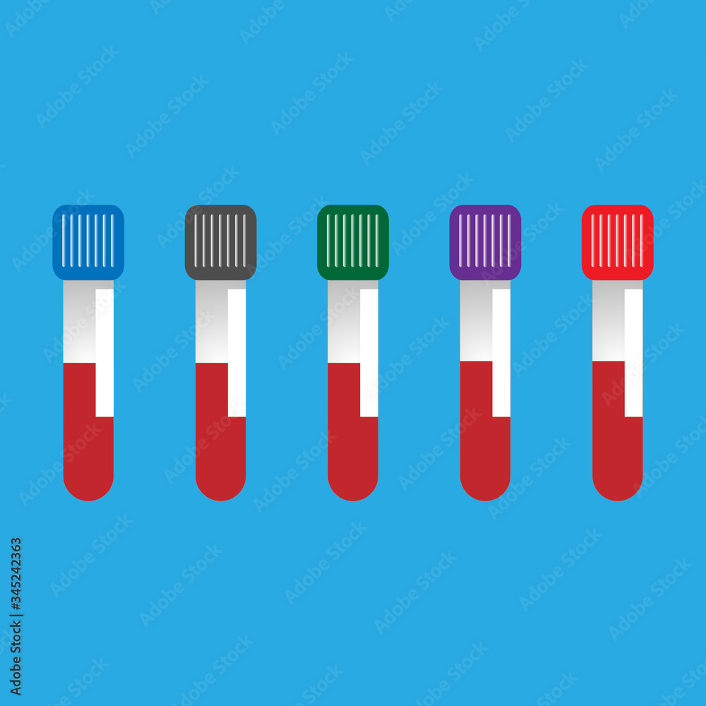 Flat design illustration of multi color blood collection tube with ...