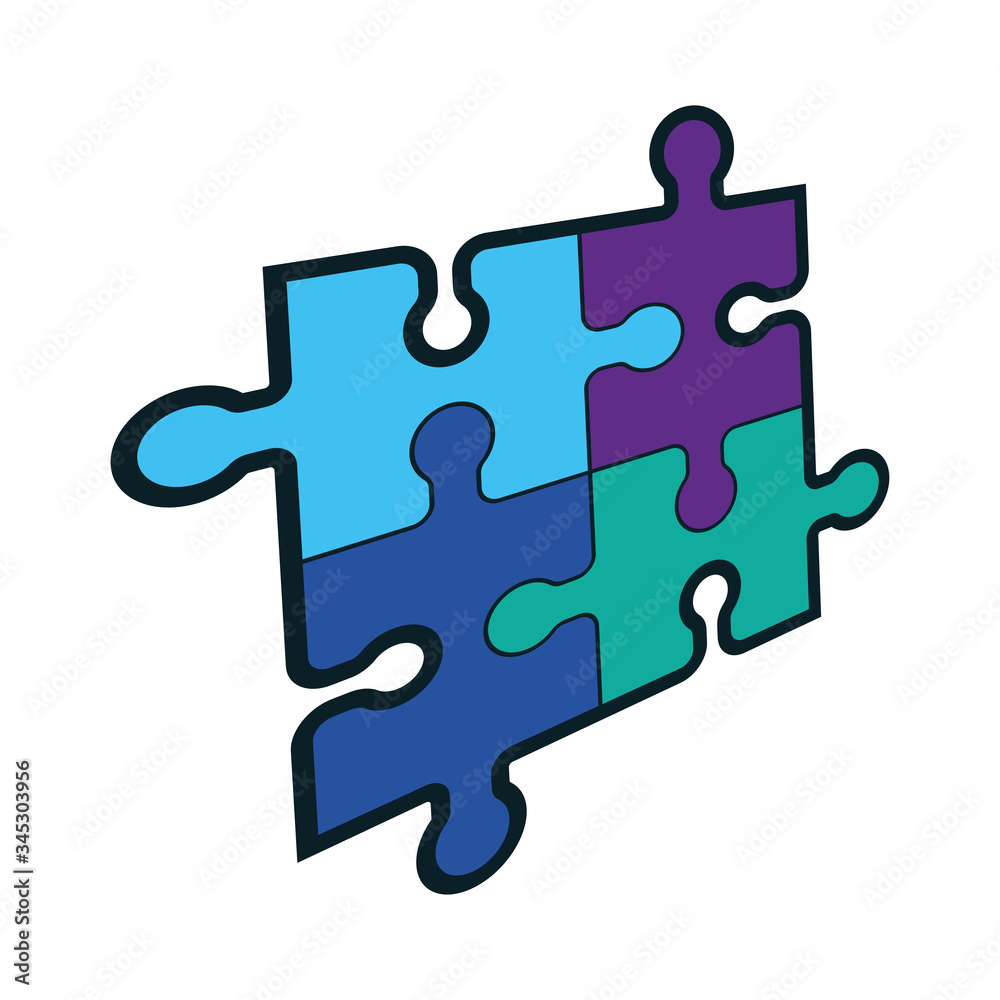 Four piece puzzle. 4 step process diagram. Four section. Square ...