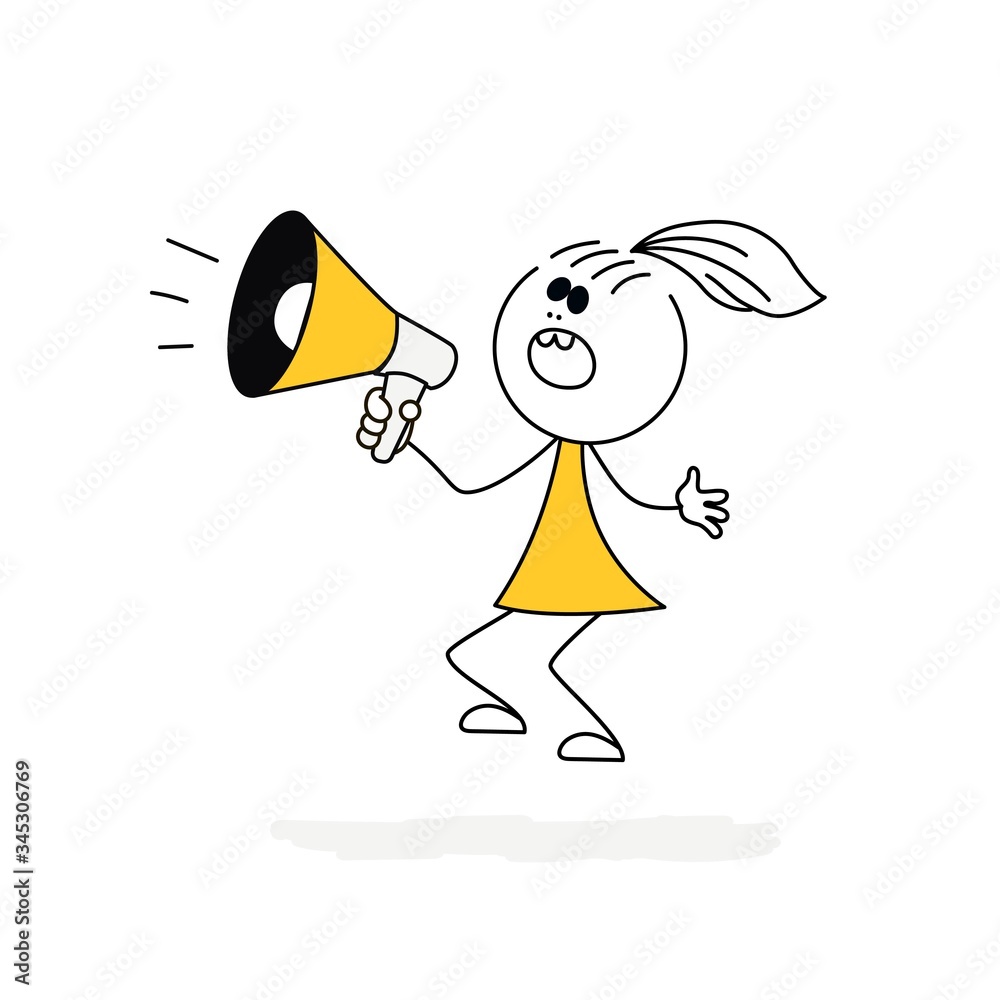 Vector stick woman cartoon character yelling. Stock Vector | Adobe Stock
