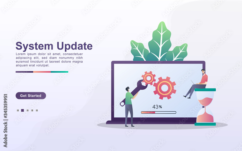System update concept. The process of upgrading to System Update, replacing newer versions and ...