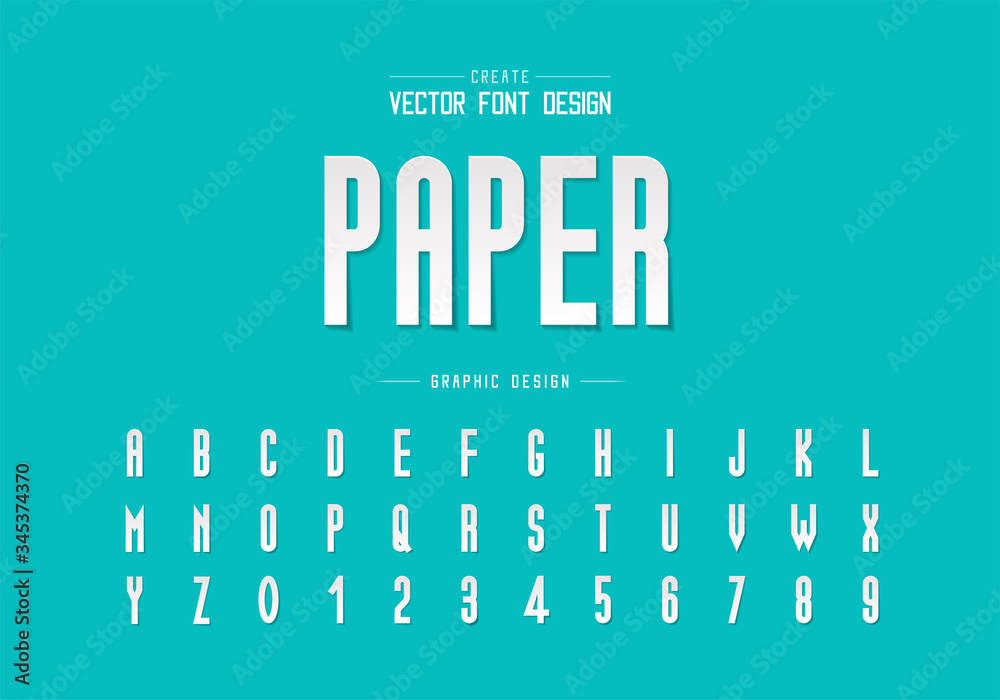 Paper cut font and alphabet vector design, Tall typeface letter and ...