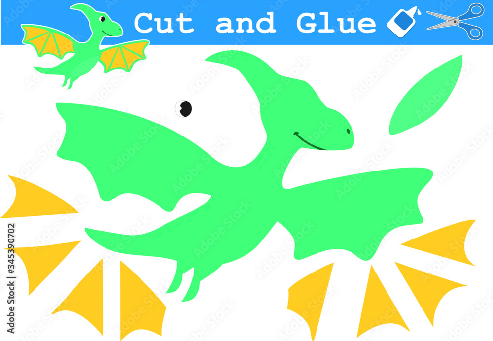 Education paper game for preschool children. Cartoon funny dinosaur ...