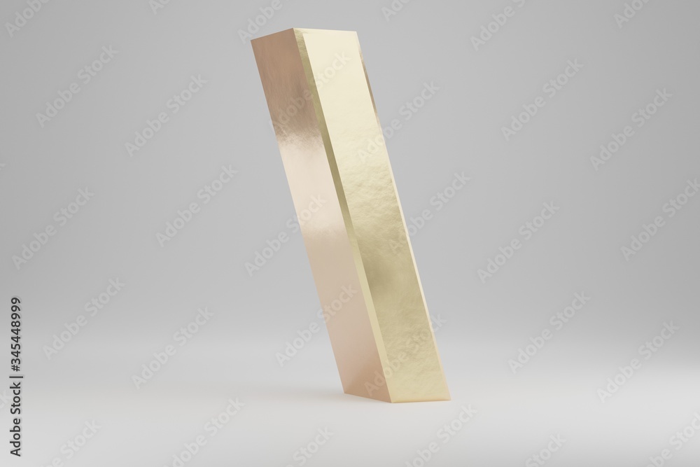 Gold 3d back slash symbol. Golden sign isolated on white background. 3d ...
