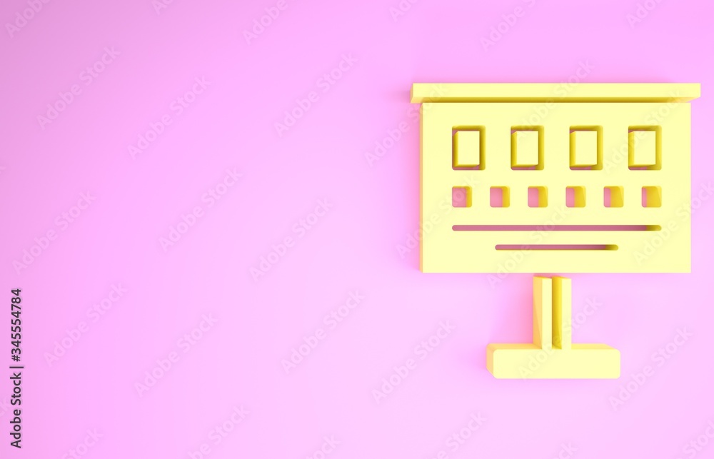 Yellow Eye test chart icon isolated on pink background. Poster for ...
