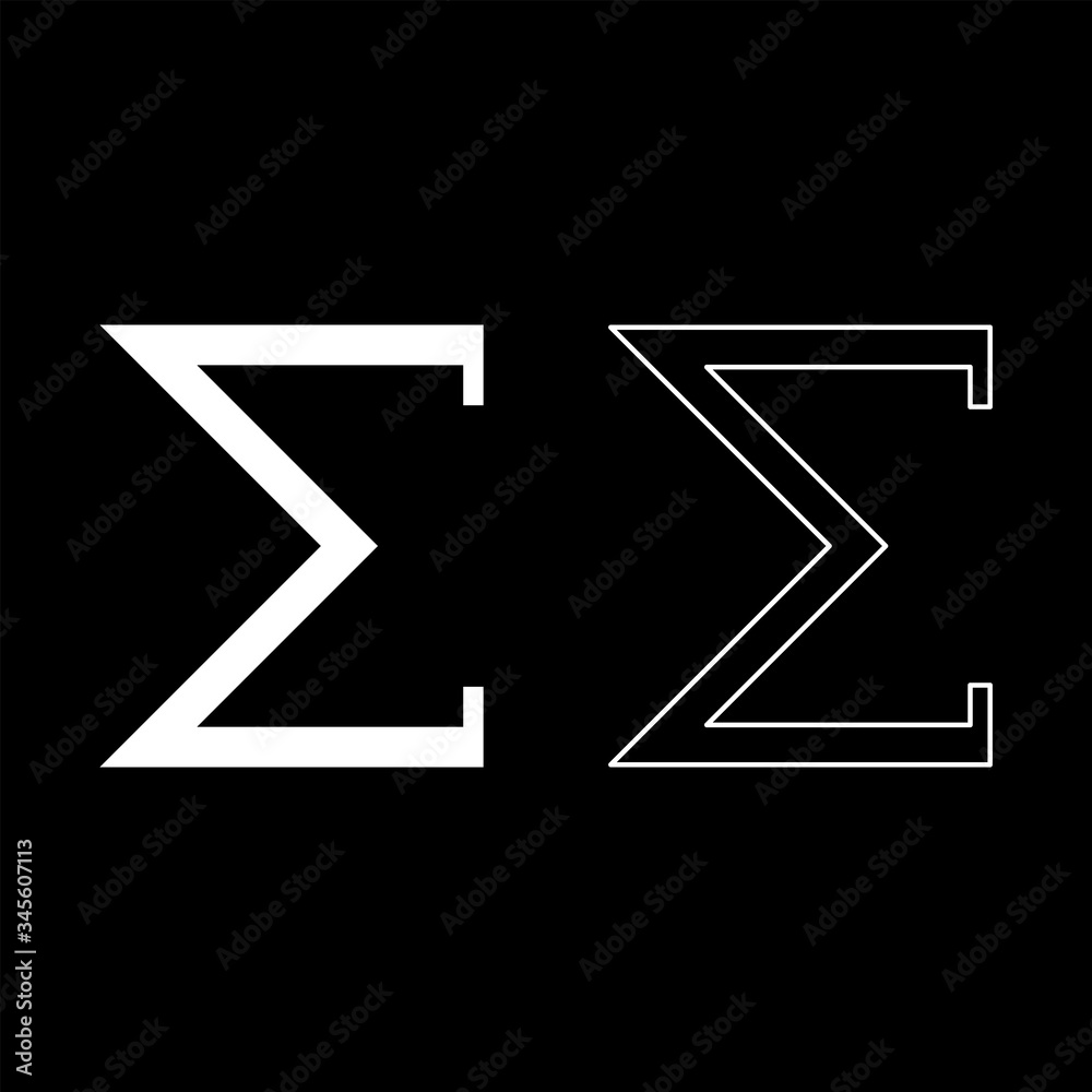 Sigma greek symbol capital letter uppercase font icon outline set white ...