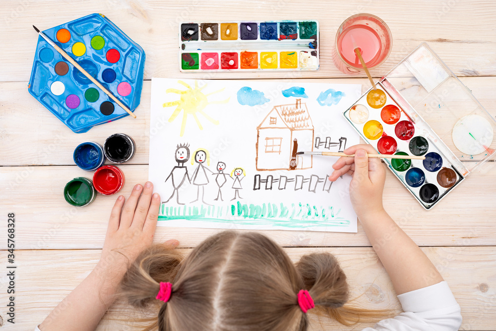 A child draws a birthday card with his family. The drawing was made by ...